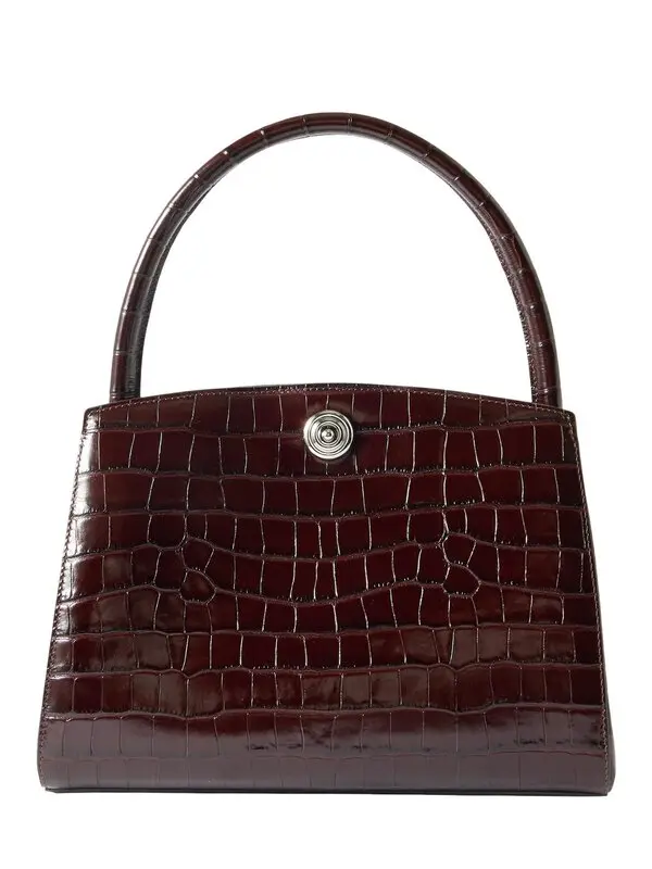 LIFFNER Pushlock Lady Croc-effect Leather Shoulder Bag - Brown