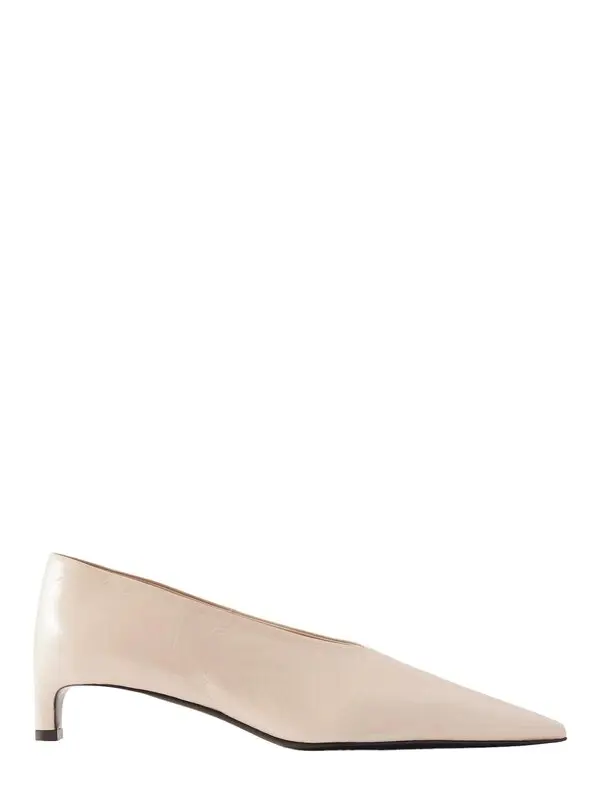 JIL SANDER Crinkled Patent-leather Pumps - Off-white