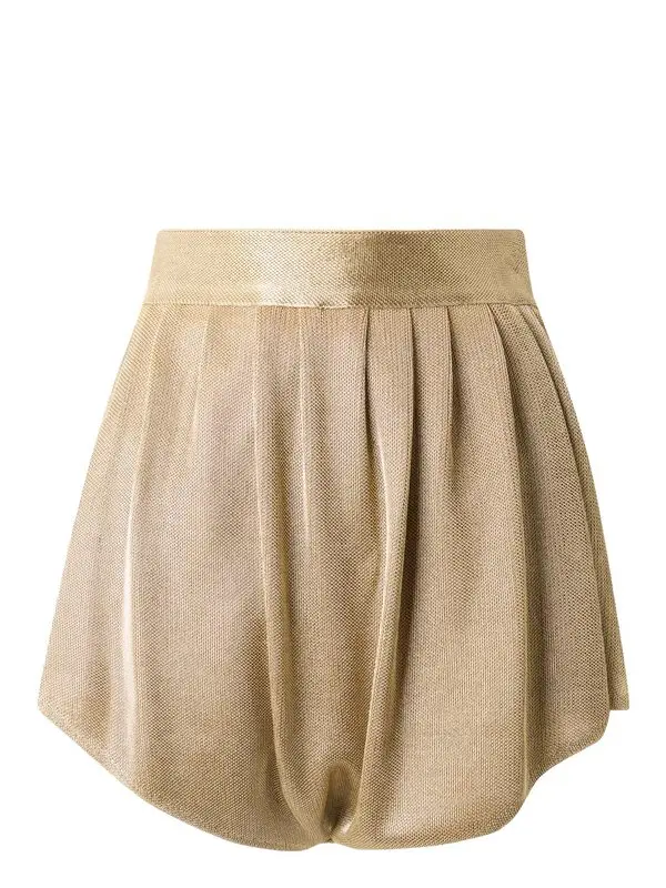 Alaïa Gathered Metallic Knitted Shorts - Gold