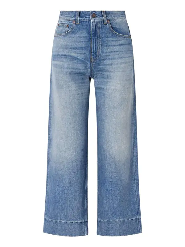 Chloé Organic Cropped Straight-leg Jeans - Mid Denim