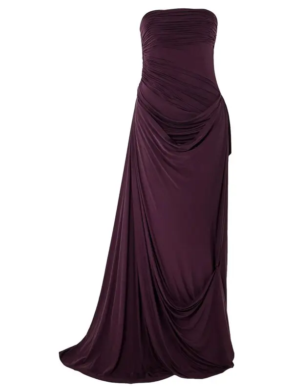 DANIELLE FRANKEL Harris Asymmetric Draped Gown - Purple