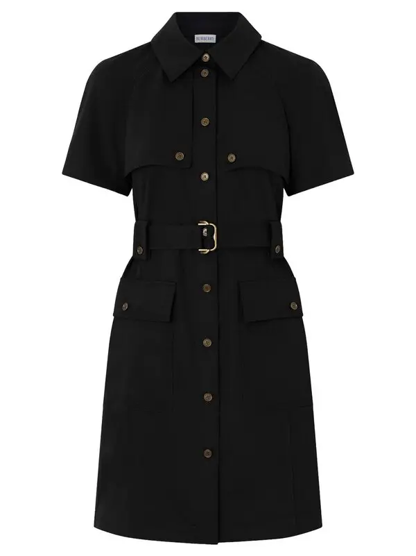 Burberry Belted Wool-twill Midi Shirt Dress - Black