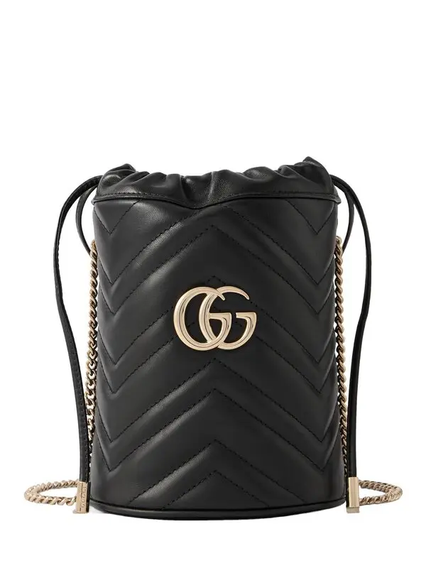 Gucci Gg Marmont Mini Matelassé Leather Bucket Bag - Black