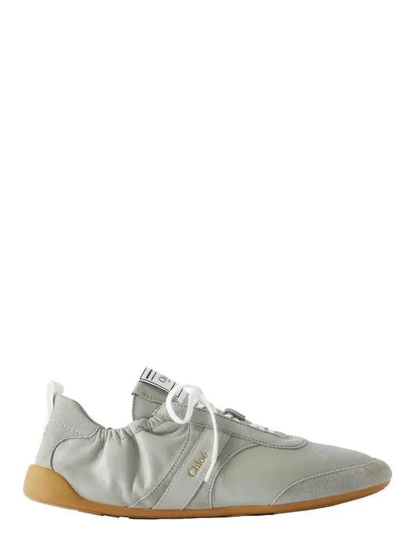 Chloé Kick Suede And Leather Sneakers - Green
