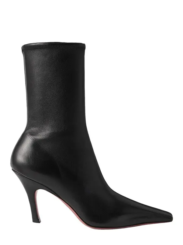 Amina Muaddi Jamie Leather Ankle Boots - Black