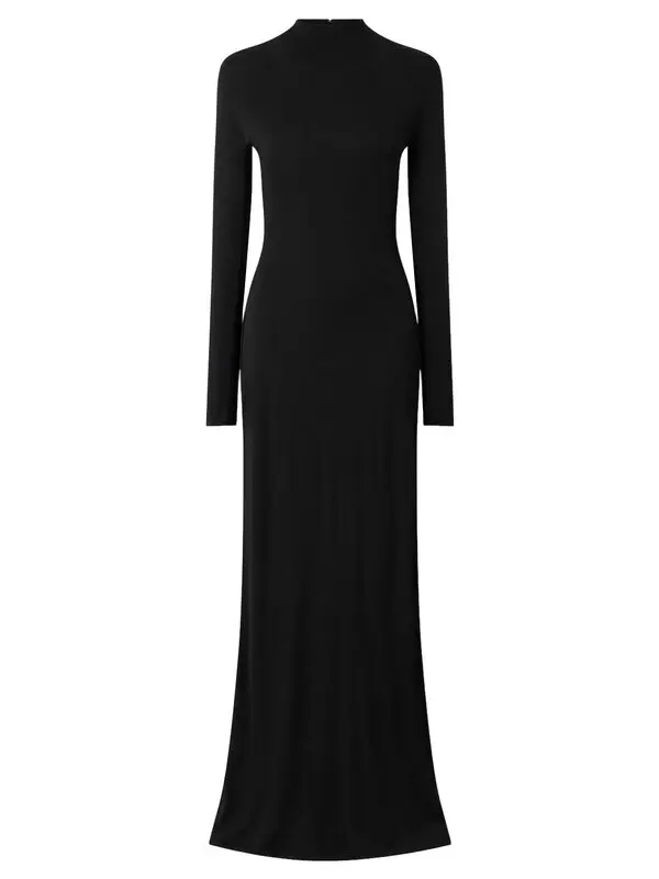 Alaïa Jersey Mock-neck Gown - Black