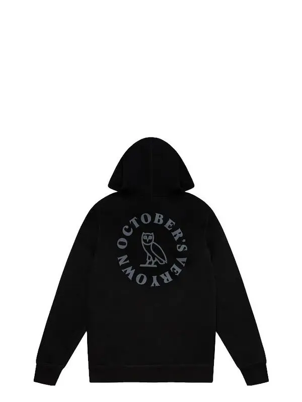 OVO Circle Zip Up Hoodie - Black