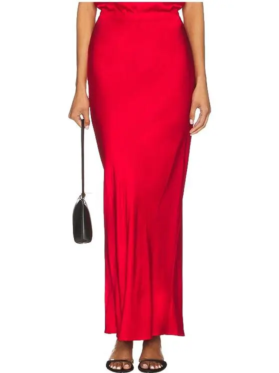BOBI Midi Bias Cut Skirt - Red