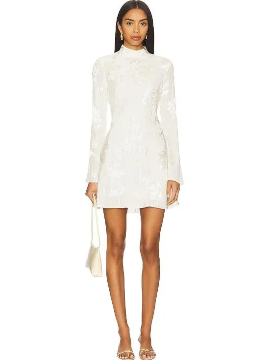 Hemant & Nandita Biased Mini Dress With Mock Neck - Ivory