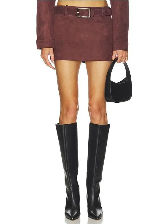 NAKEDVICE The Martha Faux Suede Skirt - Brown