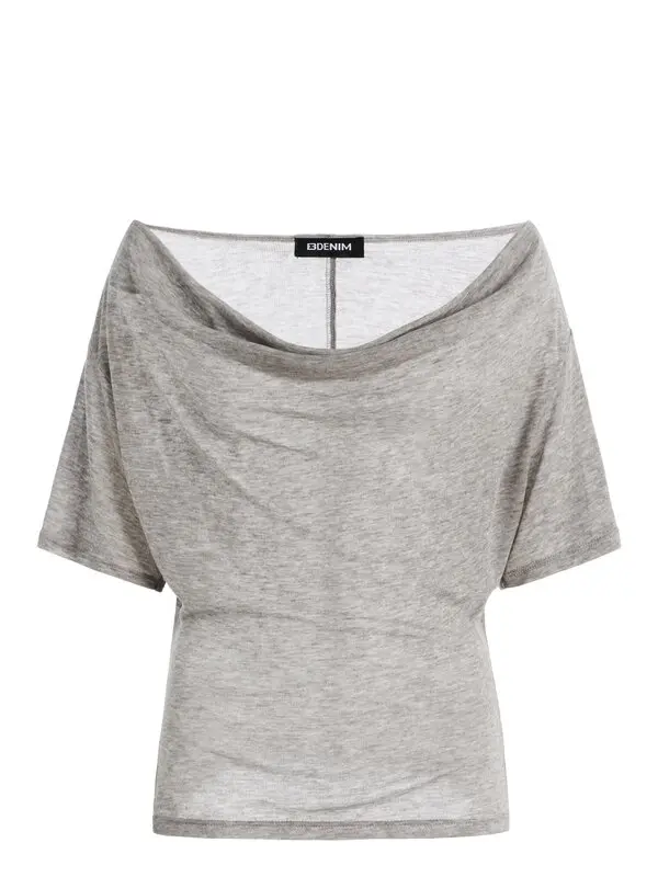 EB DENIM Madeo Cowl-neck Cotton T-shirt - Grey