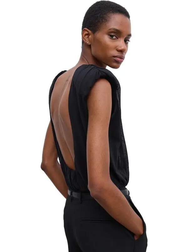 HOUSE OF DAGMAR Draped Knit Bodysuit - Black