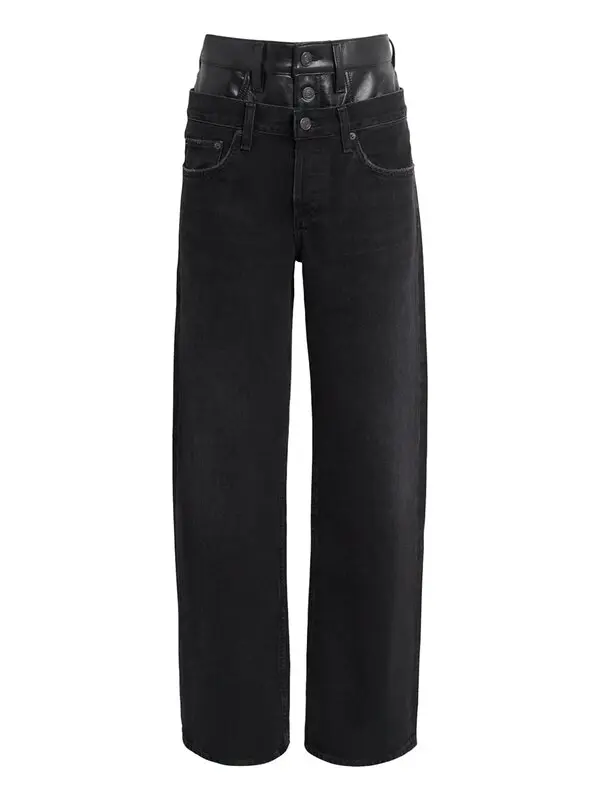 AGOLDE Elson Double-waist Straight Jeans - Black