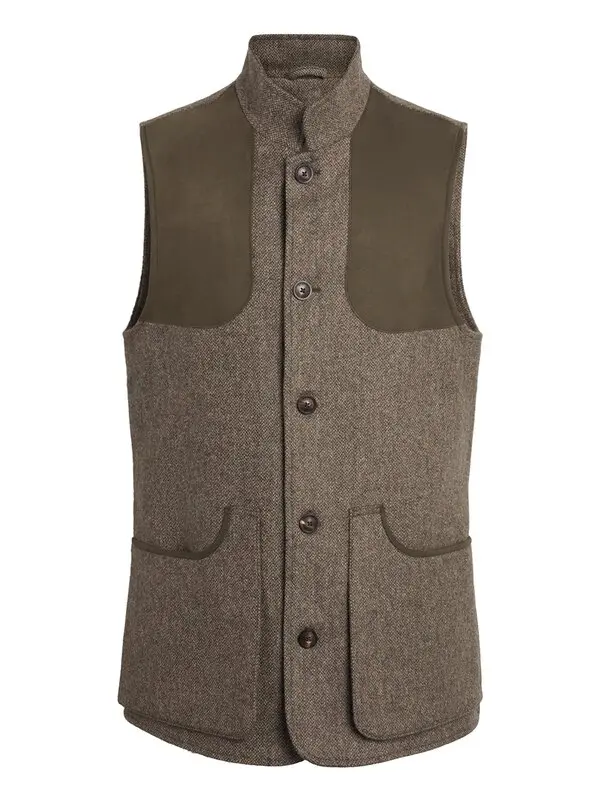 Purdey Tweed Lightweight Gilet - Brown