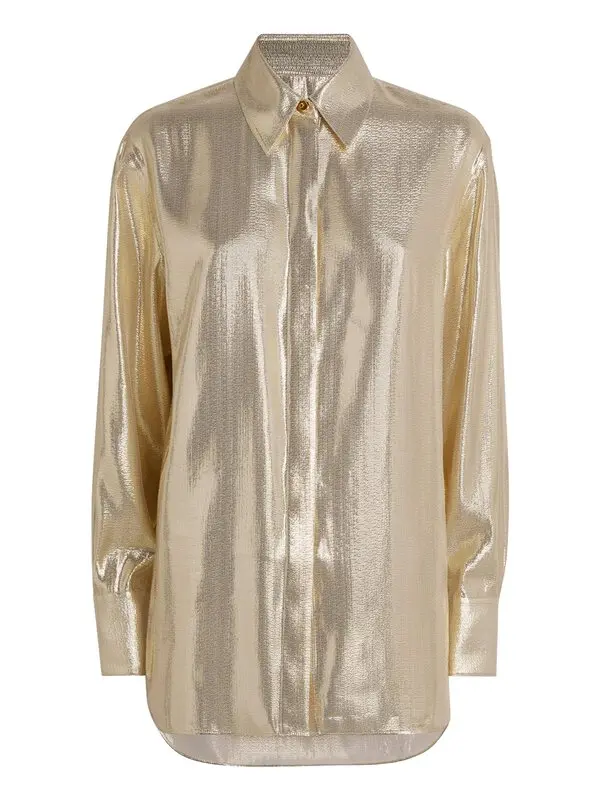 JOSEPH Silk-blend Lamé Capri Blouse - Yellow