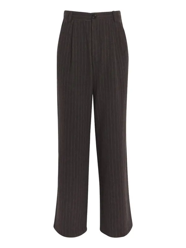 Oliver Spencer Wool-blend Pinstripe Wide-leg Trousers - Brown