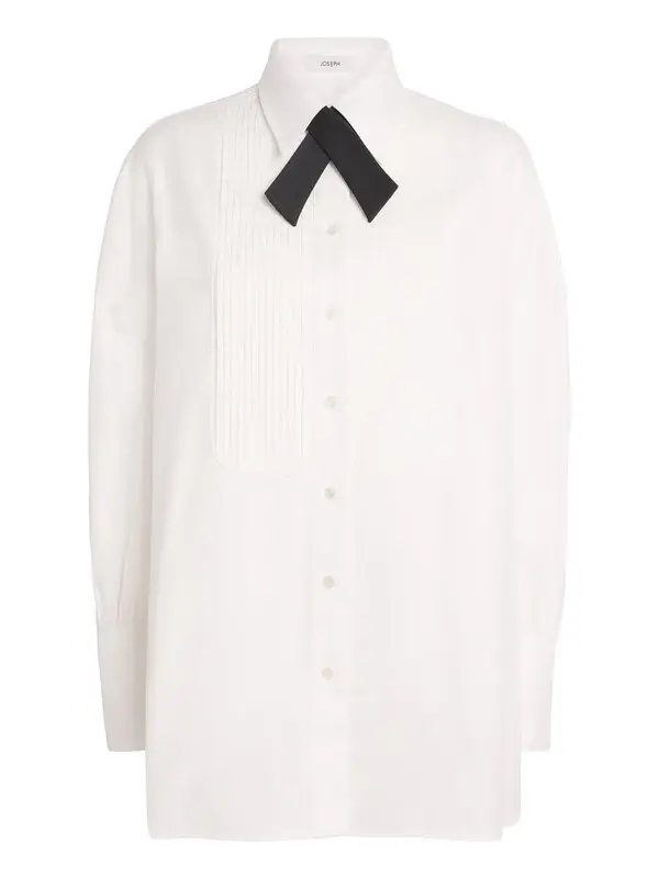 JOSEPH Cotton Ferrus Tuxedo Shirt - White