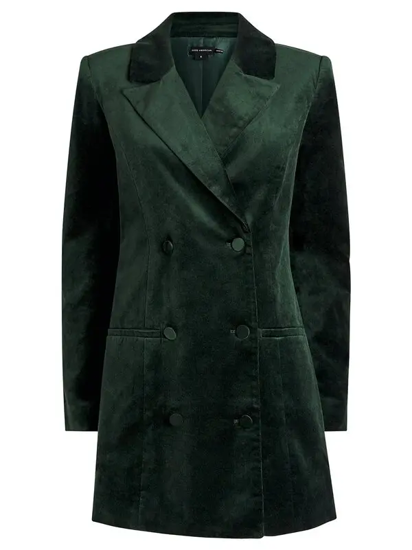 Good American Velvet Exec Blazer Mini Dress - Green