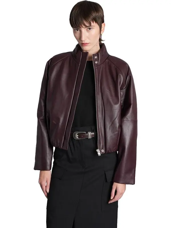 IRO PARIS Leather Bomber - Red