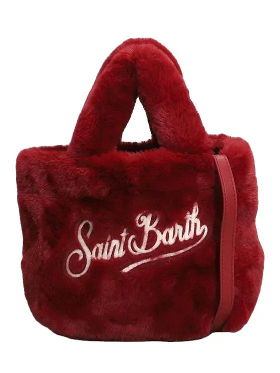 MC2 SAINT BARTH Vanity Mini Soft Fur Tote - Red