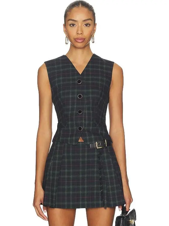 Ronny Kobo Lily Vest - Navy Green Plaid