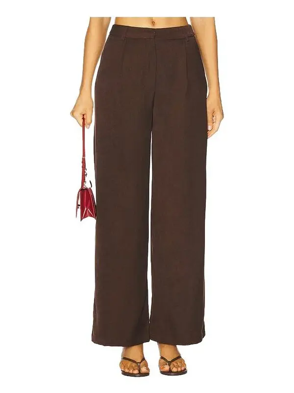 RUNAWAY THE LABEL Arla Wide-leg Pants - Chocolate