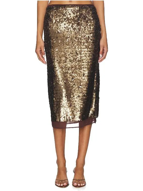 Rag & Bone Lucy Sequin Skirt - Coffee