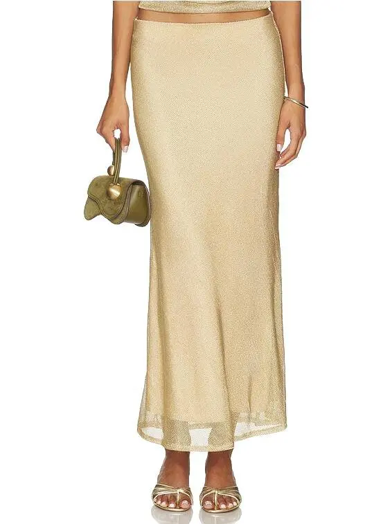 BELLA VENICE The Jessie Metallic Slip Skirt - Gold