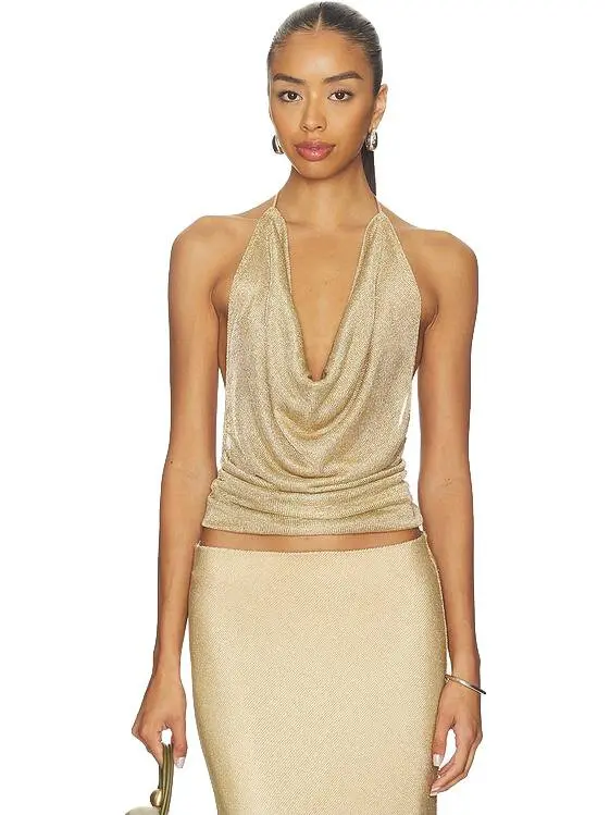 BELLA VENICE The Elsa Metallic Top - Gold