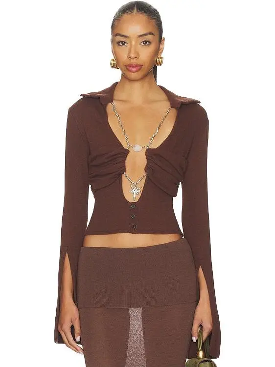 DI PETSA La Davina Knit Long Sleeve Top - Brown