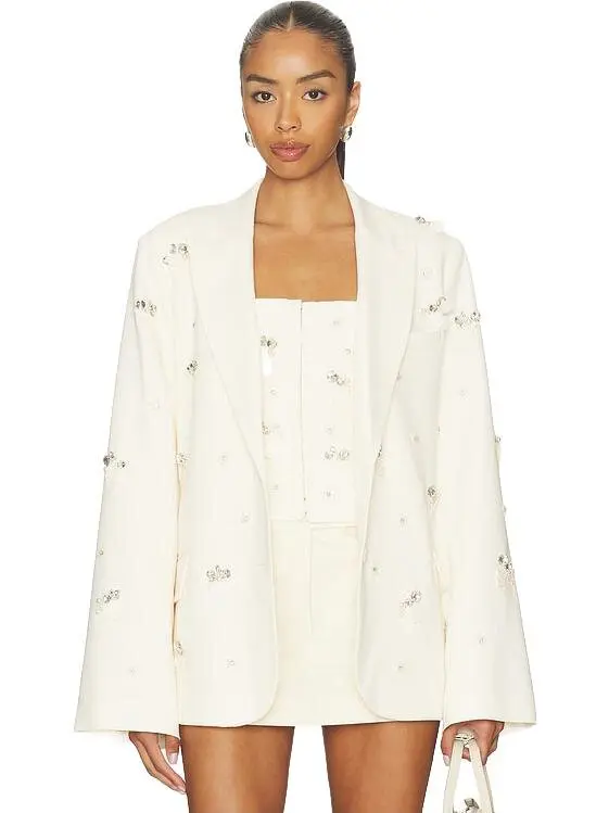 GUIZIO Embellished Oversized Blazer - Ivory