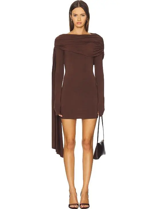 ALL THE WAYS Beatriz Drape Mini Dress - Brown