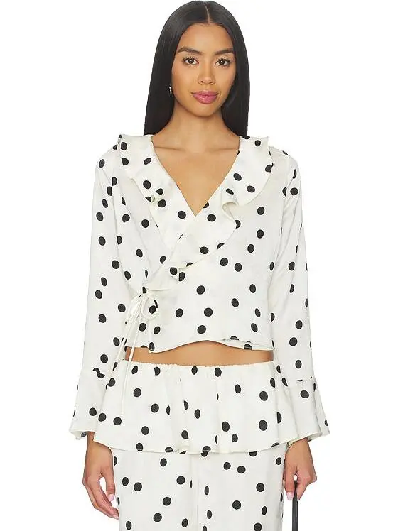LISA SAYS GAH Ricki Wrap Top - White Dot