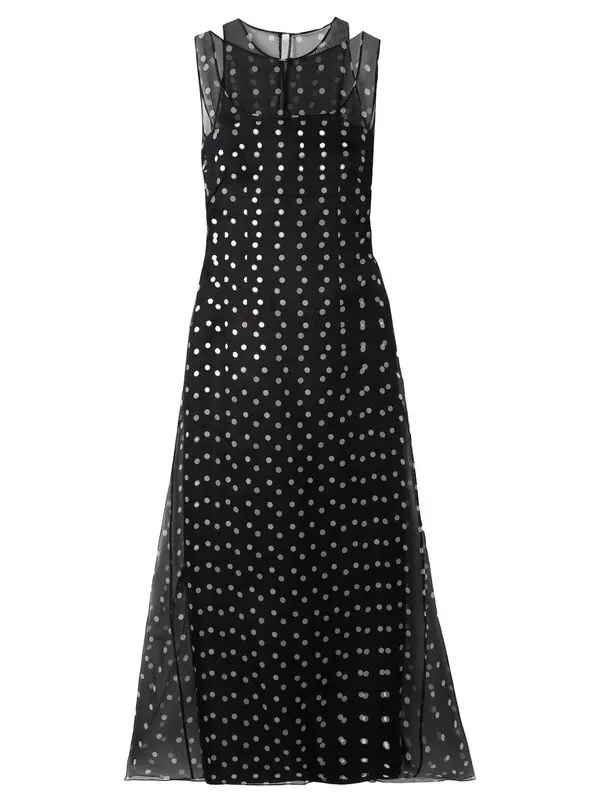 EMILIA WICKSTEAD Selina Polka-dot Silk-organza And Faille Dress - Black