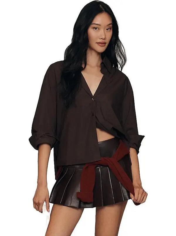 English Factory Faux Leather Skort - Brown