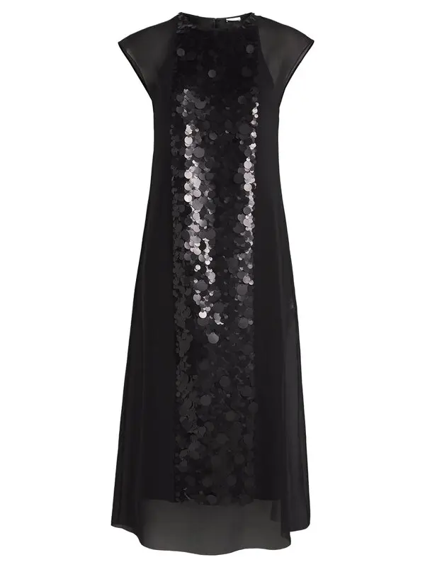 JOSEPH Chiffon Boulle 2-piece Midi Dress - Black