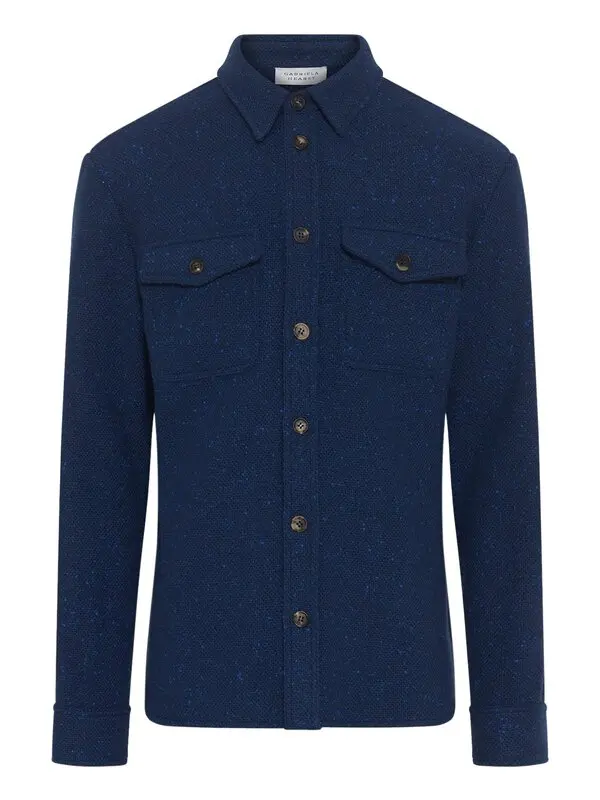 Gabriela Hearst Lucas Overshirt In Speckled Cashmere - Electric Navy