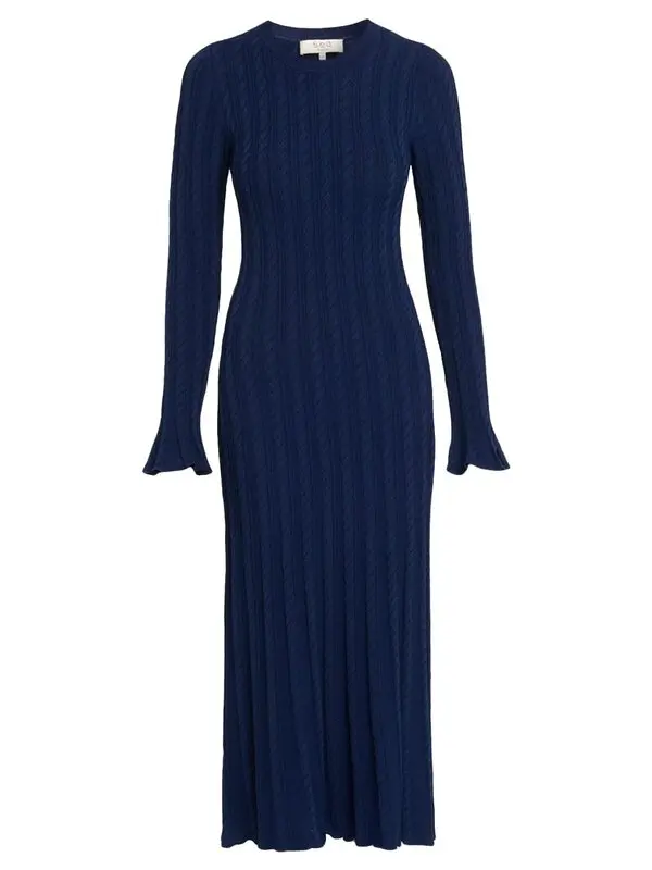 Alice + Olivia Rhea Cable-knit Midi Dress - Navy