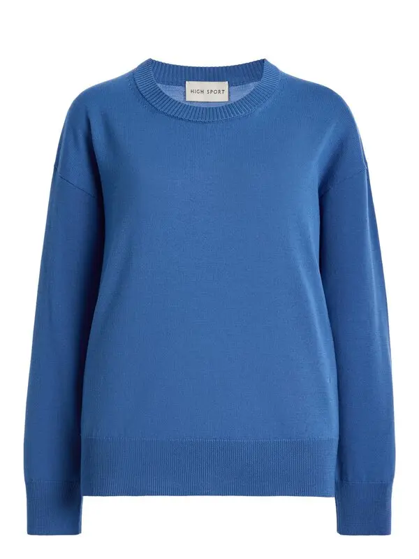 HIGH SPORT Jenna Wool Crewneck Sweater - Blue