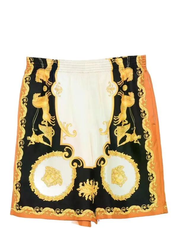 Versace Hall Of Heroes Printed Silk Twill Shorts - Black
