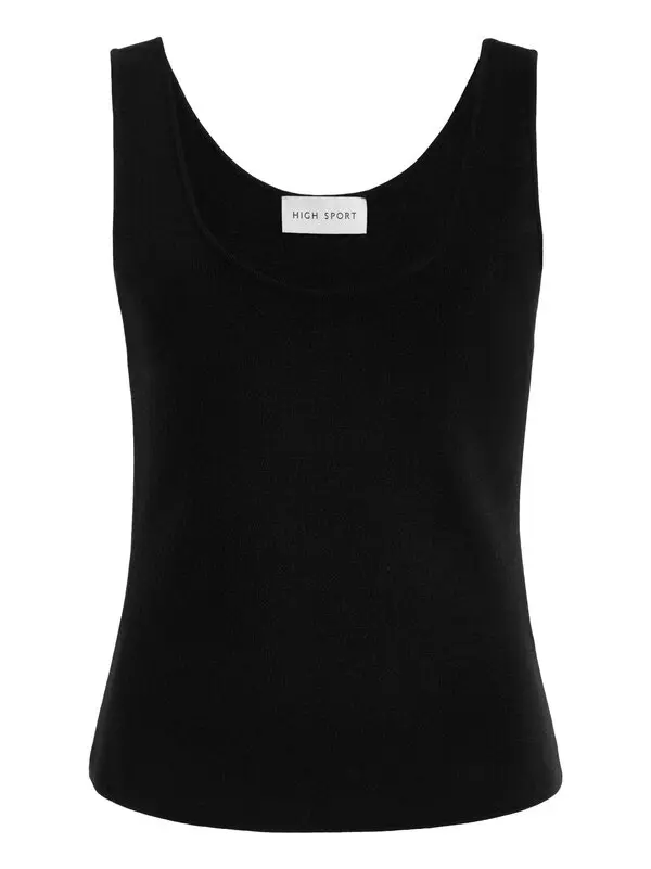HIGH SPORT Wool Blend Tank Top - Black