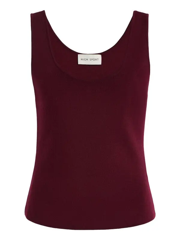HIGH SPORT Wool Blend Tank Top - Burgundy