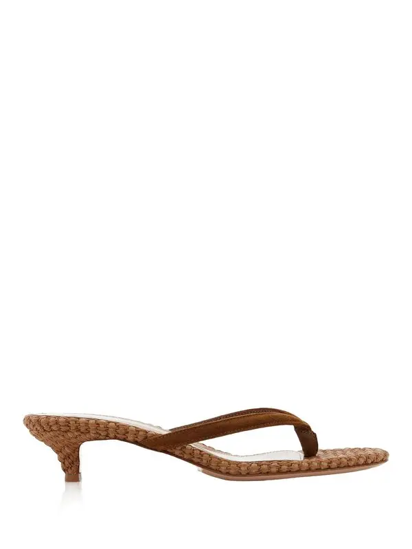 GIANVITO ROSSI Calypso Suede Thong Sandals - Brown