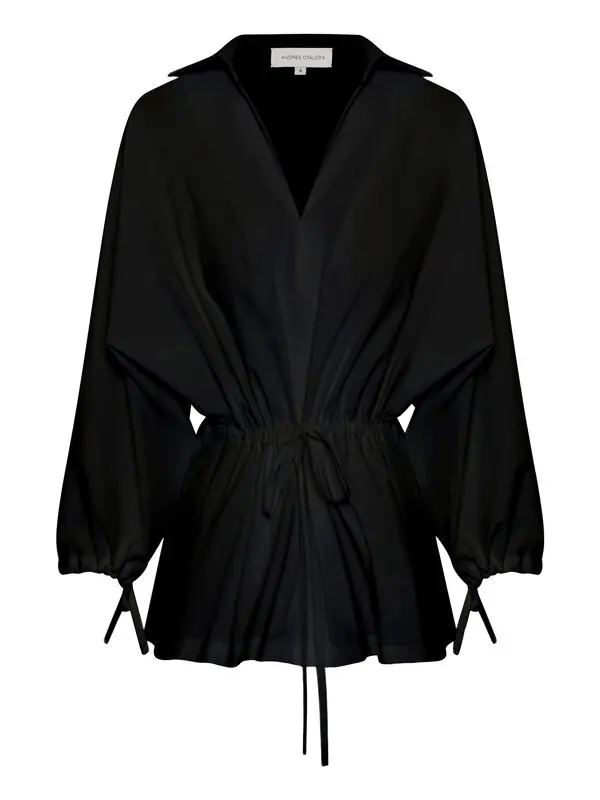ANDRES OTALORA Amadamia Tie-detailed Stretch-cotton Blouse - Black