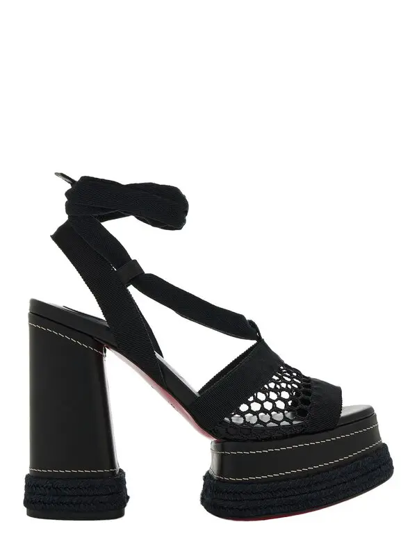 CHRISTIAN LOUBOUTIN Toledissima 130mm Crocheted Platform Sandals - Black