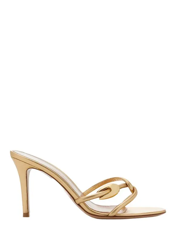 GIANVITO ROSSI Mamba Leather Mules - Gold