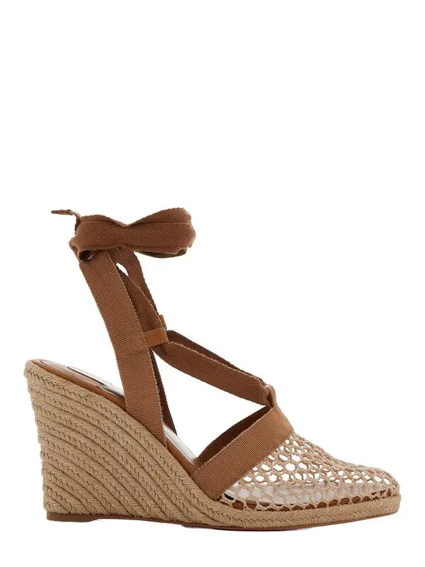 CHRISTIAN LOUBOUTIN Toleda 85mm Crocheted Espadrille Wedge Sandals - Brown