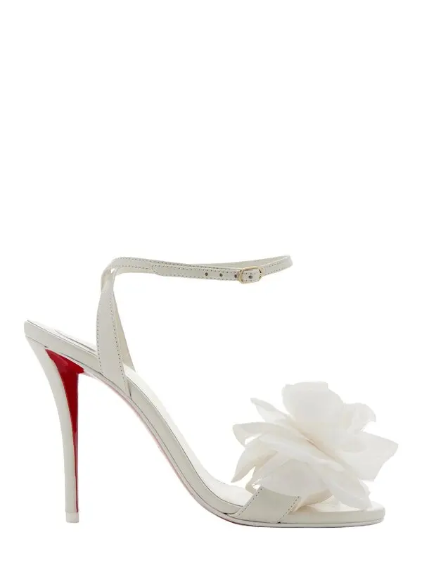 CHRISTIAN LOUBOUTIN Miss Z Flora 100mm Leather Sandals - White
