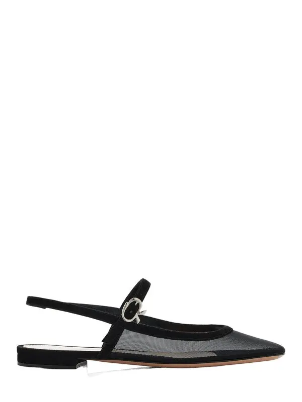 GIANVITO ROSSI Mesh Slingback Flats - Black