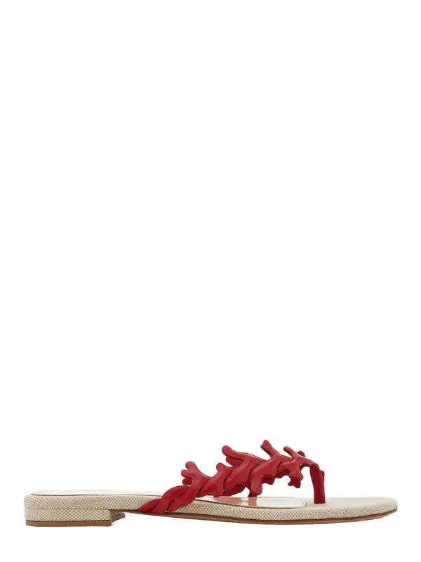 GIANVITO ROSSI Leather Thong Sandals - Red